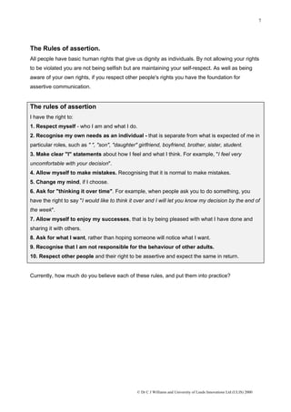 Being assertive | PDF | Mental Health | Diseases and Conditions