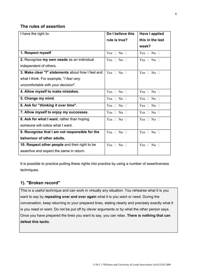 Being assertive | PDF | Mental Health | Diseases and Conditions
