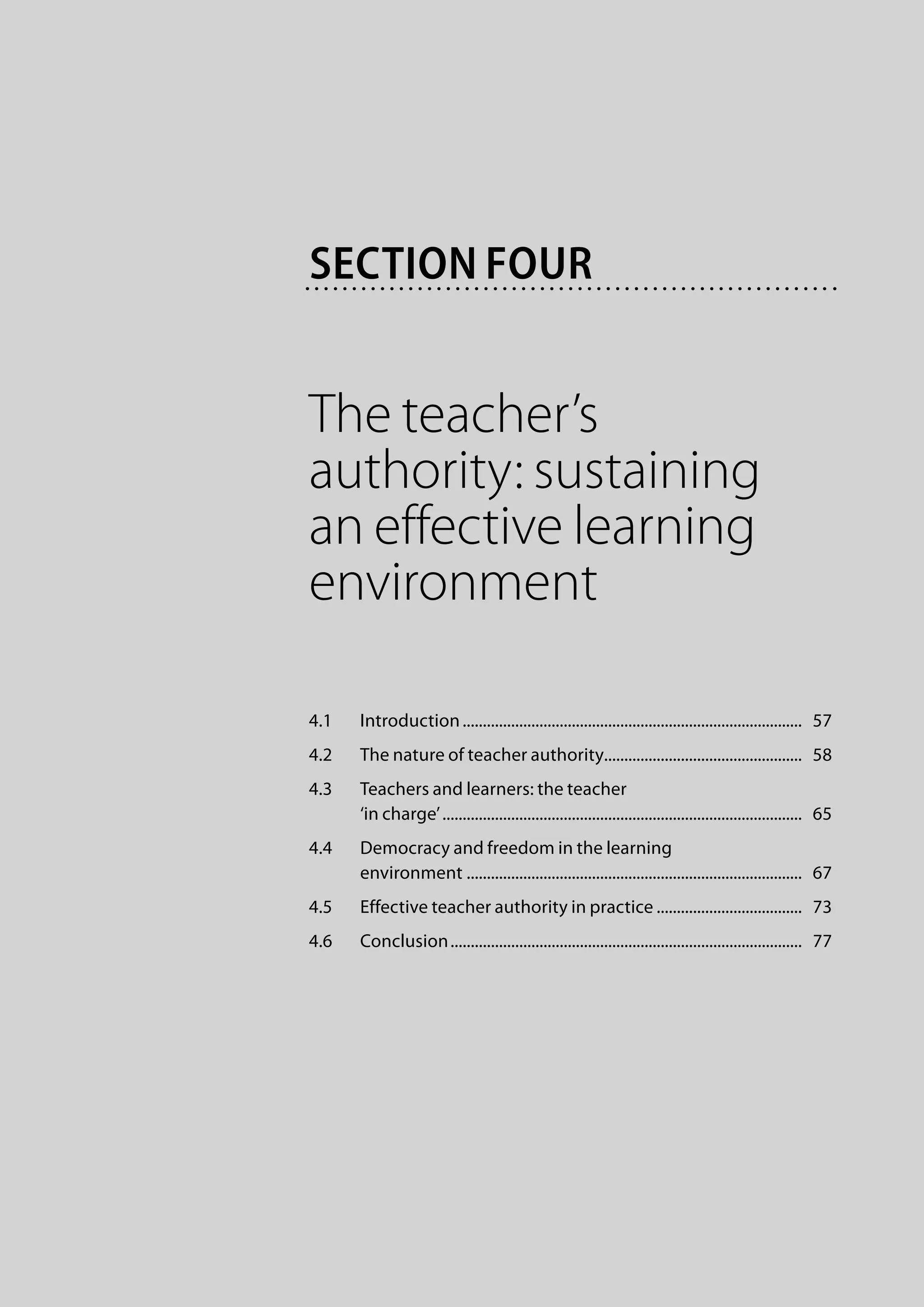 Being a Teacher: Section Four - The teacher’s authority: sustaining an ...