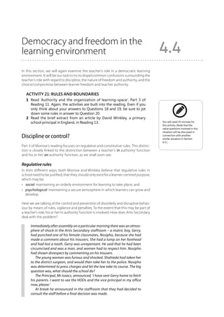 Being a Teacher: Section Four - The teacher’s authority: sustaining an ...