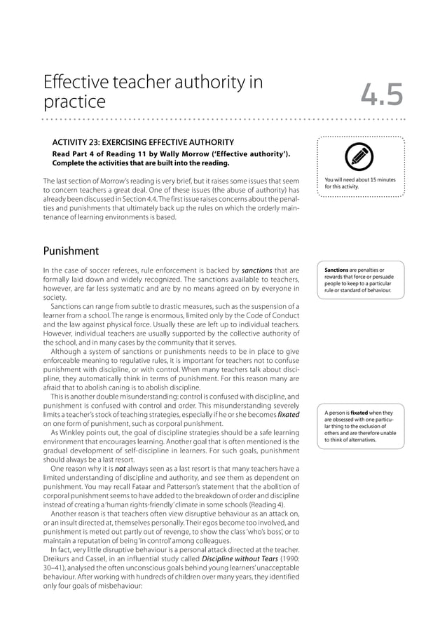 Being a Teacher: Section Four - The teacher’s authority: sustaining an ...