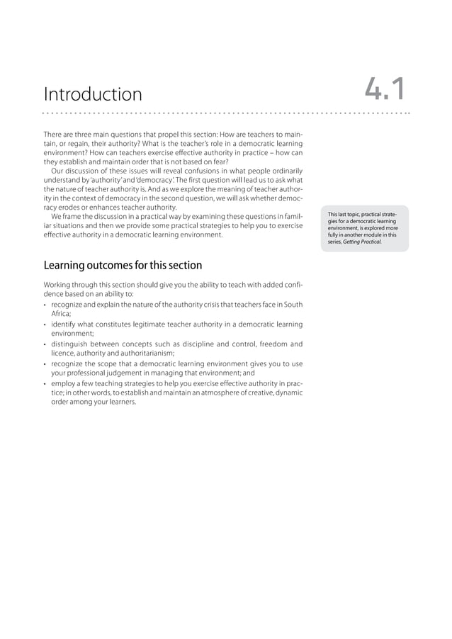 Being a Teacher: Section Four - The teacher’s authority: sustaining an ...