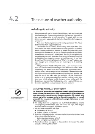 Being a Teacher: Section Four - The teacher’s authority: sustaining an ...