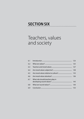 Being a Teacher: Section Six - Teachers, values and society | PDF