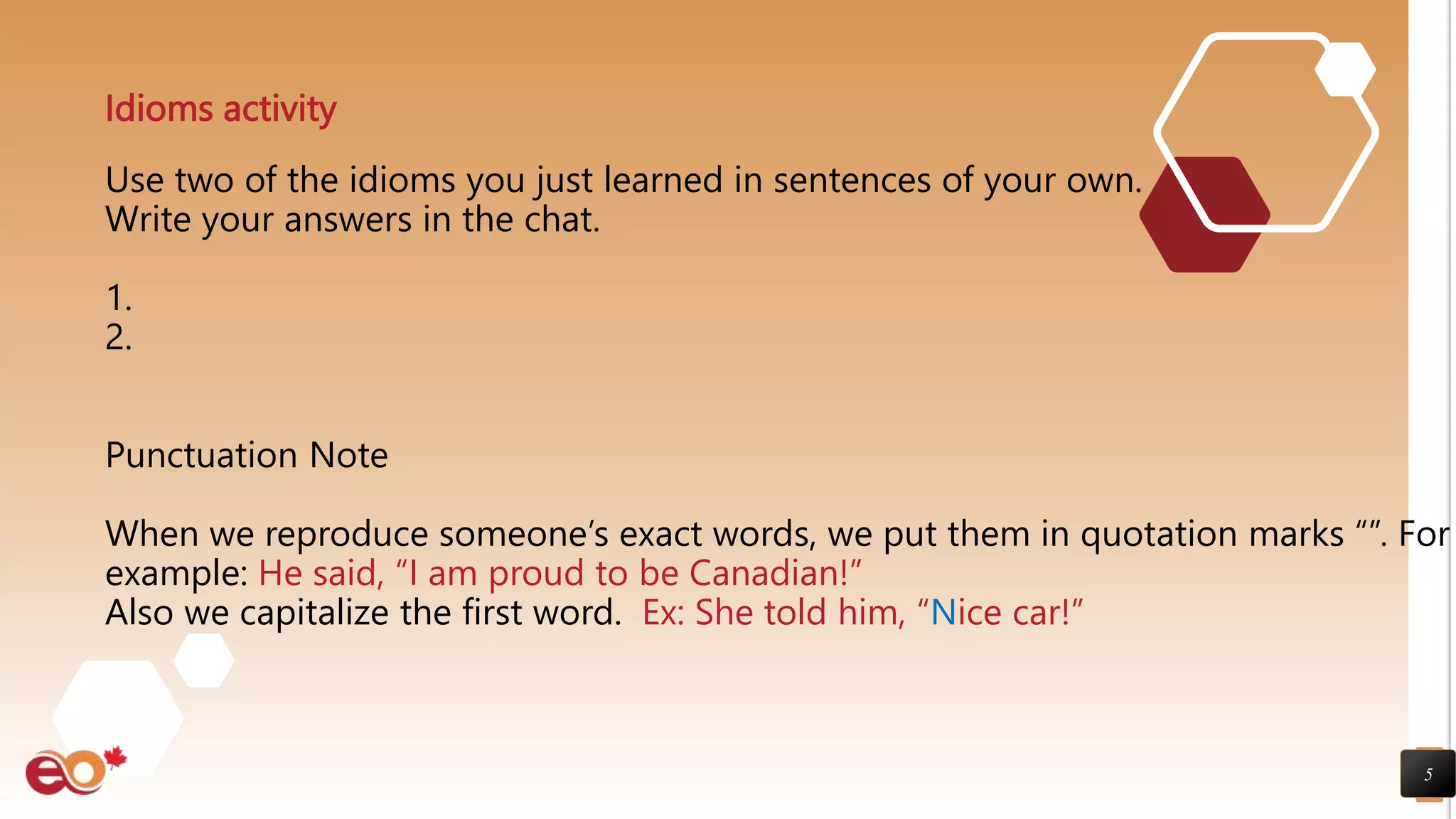 Being Canadian - Based on Nice Idioms.pptx