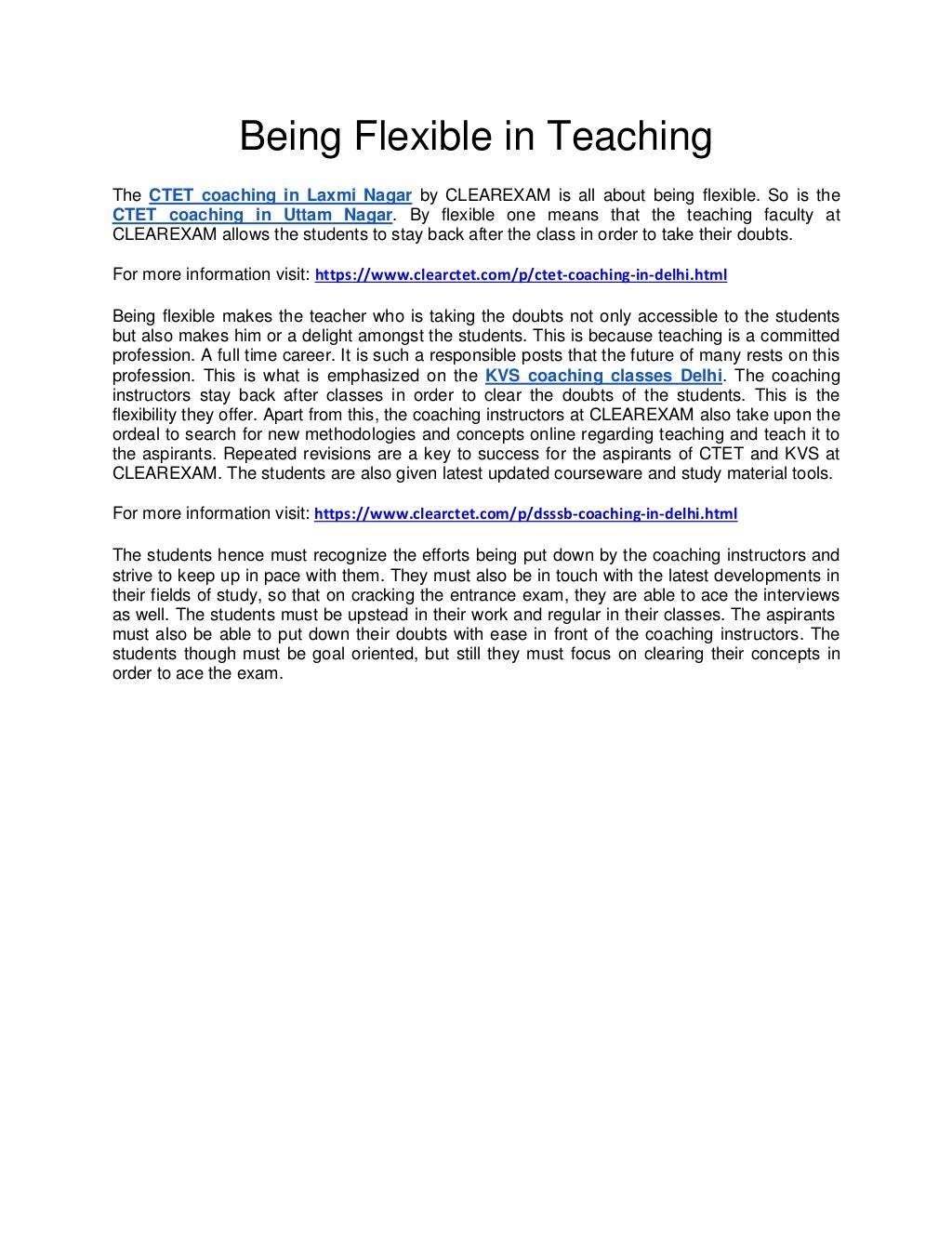 Being Flexible in Teaching