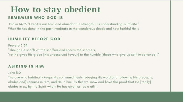 Being Obedient to God's Word | PPT