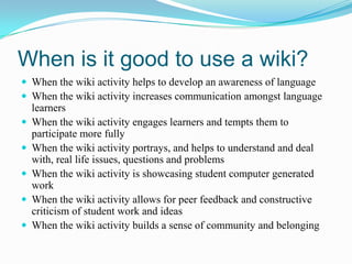 Wikis in the ESL Classroom | PPT