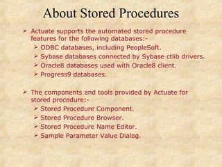 Acutate - Using Stored Procedure | PPT | Databases | Computer Software and Applications