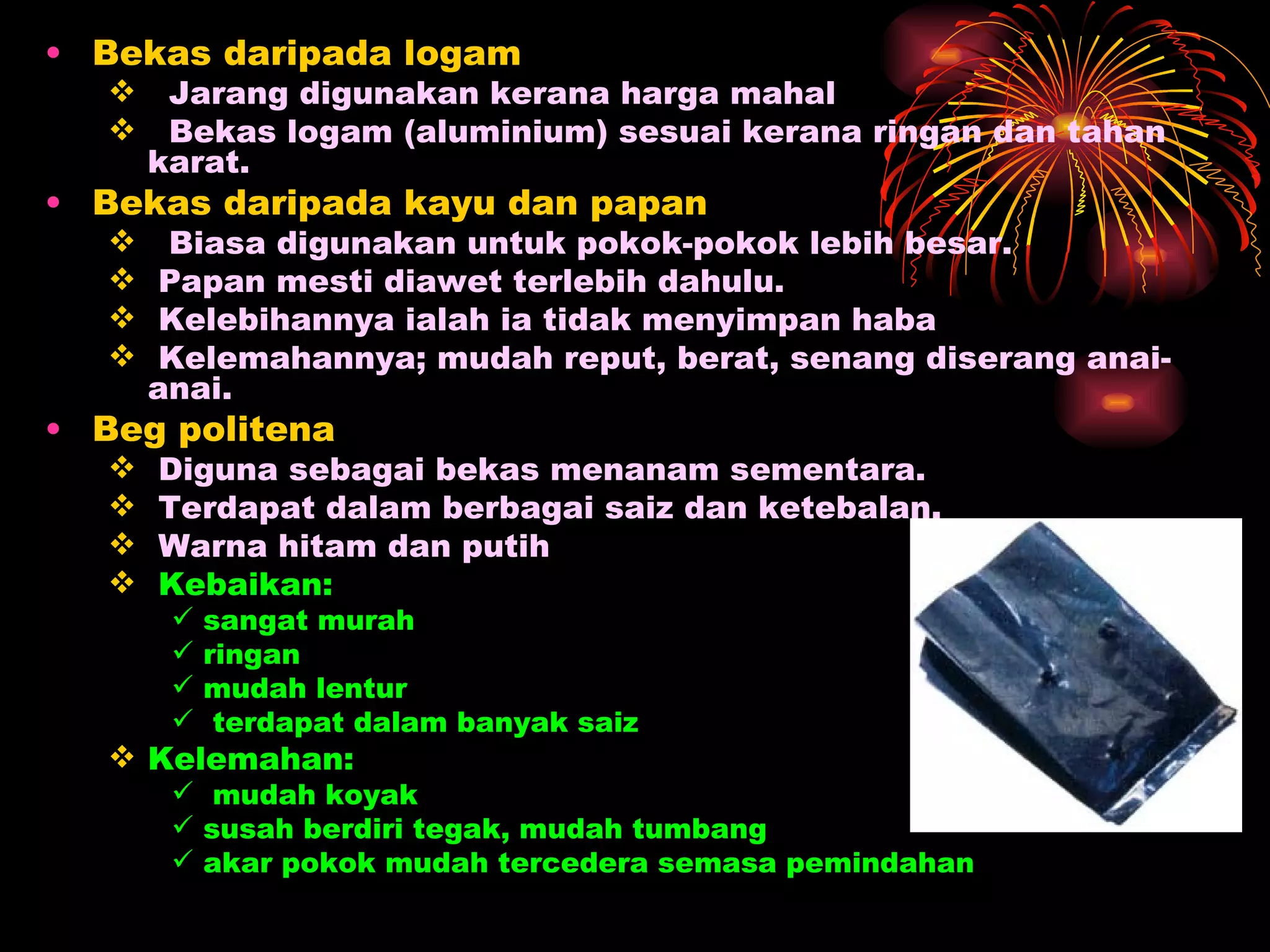 Bekas menanam dan medium | PPT