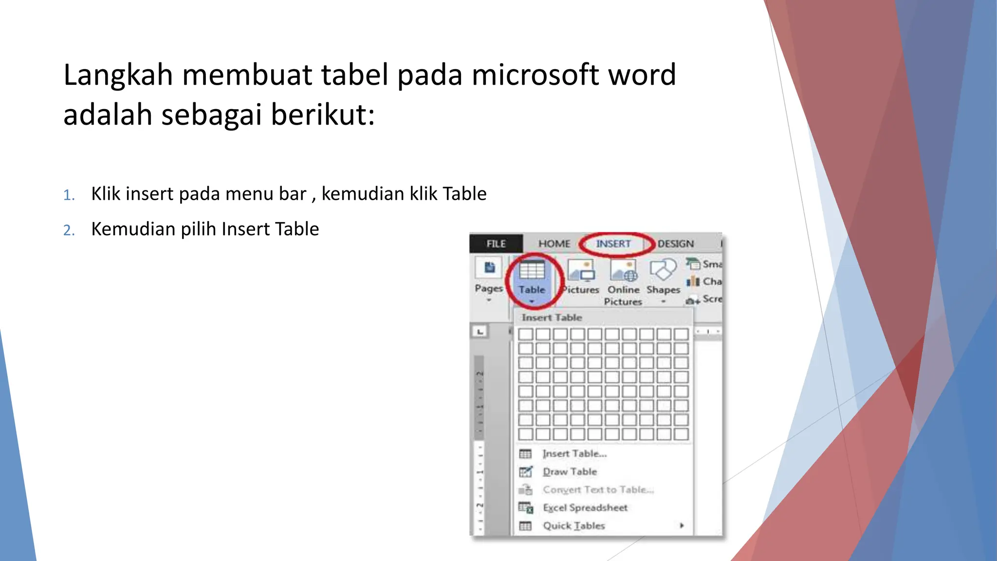 Bekerja dengan Tabel pada Microsoft Word | PPTX