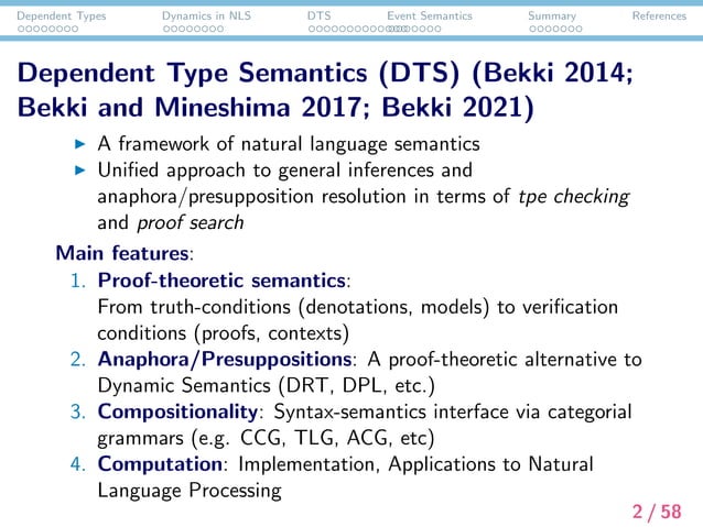Dependent Type Semantics and its Davidsonian extensions | PPT