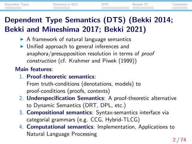 Dependent Types and Dynamics of Natural Language | PPT