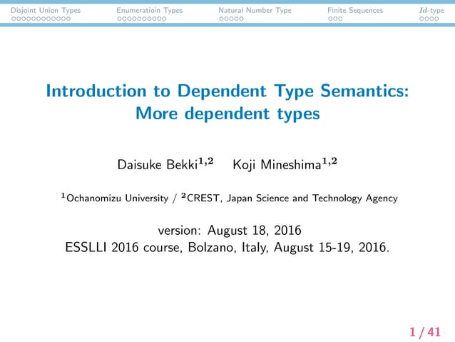 Esslli2016 Dts Lecture Day 4 2 More Dependent Types Ppt