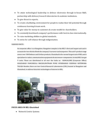 Bharat Electronics Limited (BEL), Ghaziabad Internship training report ...