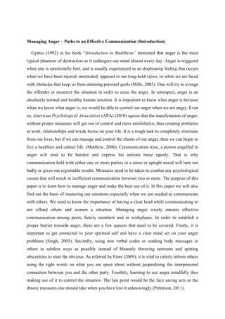 Term Paper - Managing Anger | DOCX