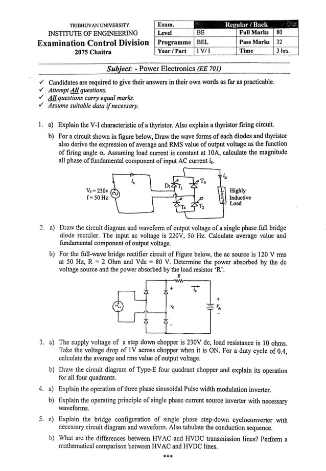 IOE OLD question 2075 Chaitra for BEL | PDF