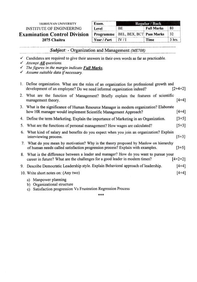 IOE OLD question 2075 Chaitra for BEL | PDF
