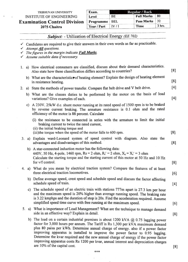 IOE OLD question 2075 Chaitra for BEL | PDF