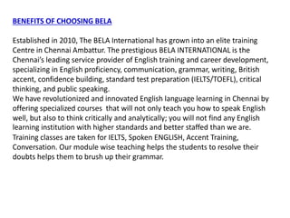 Bela ielts spoken english profile | PPTX