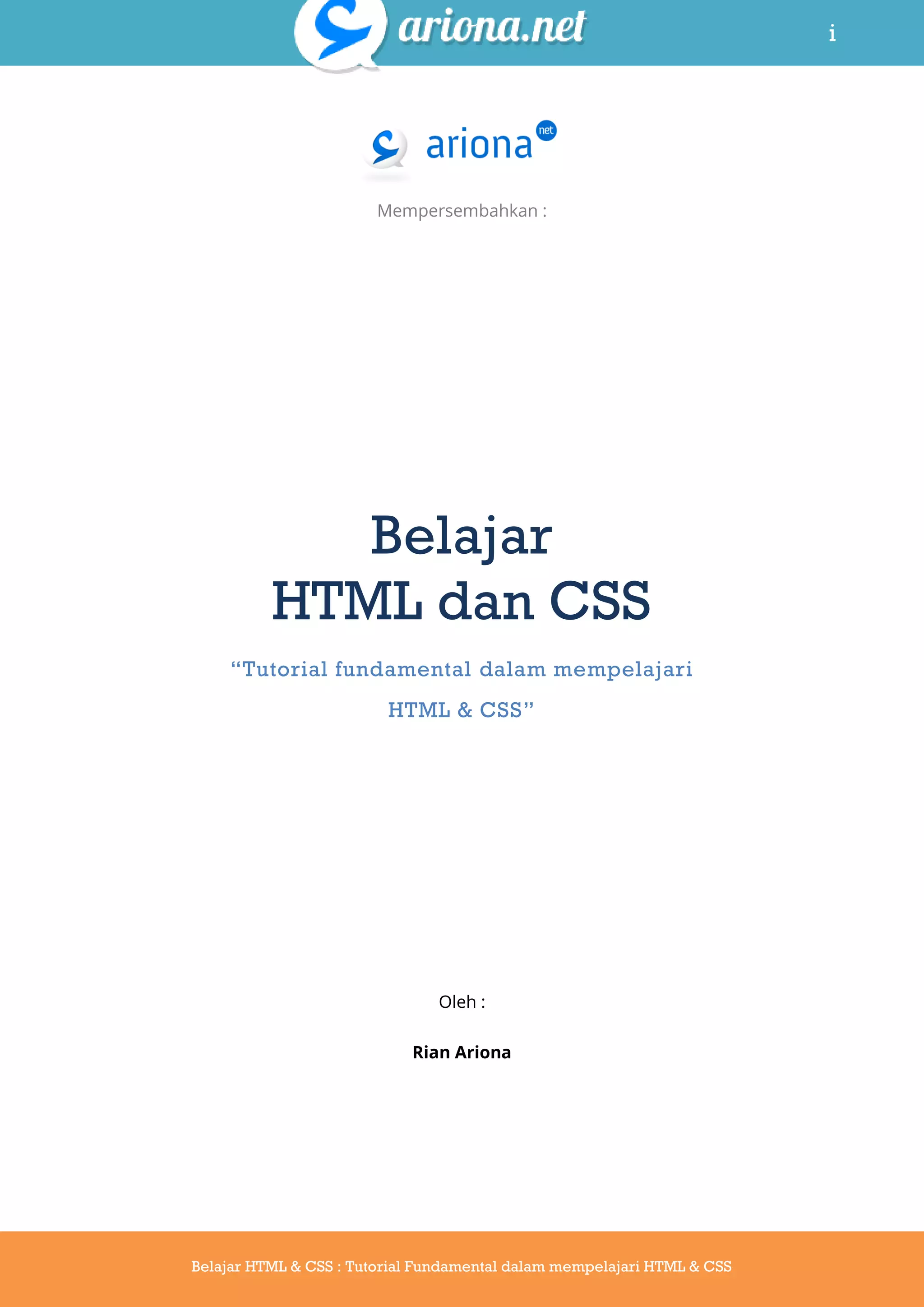Belajar Html Dan Css Tutorial Fundamental Dalam Mempelajari Html Dan Css Pdf 