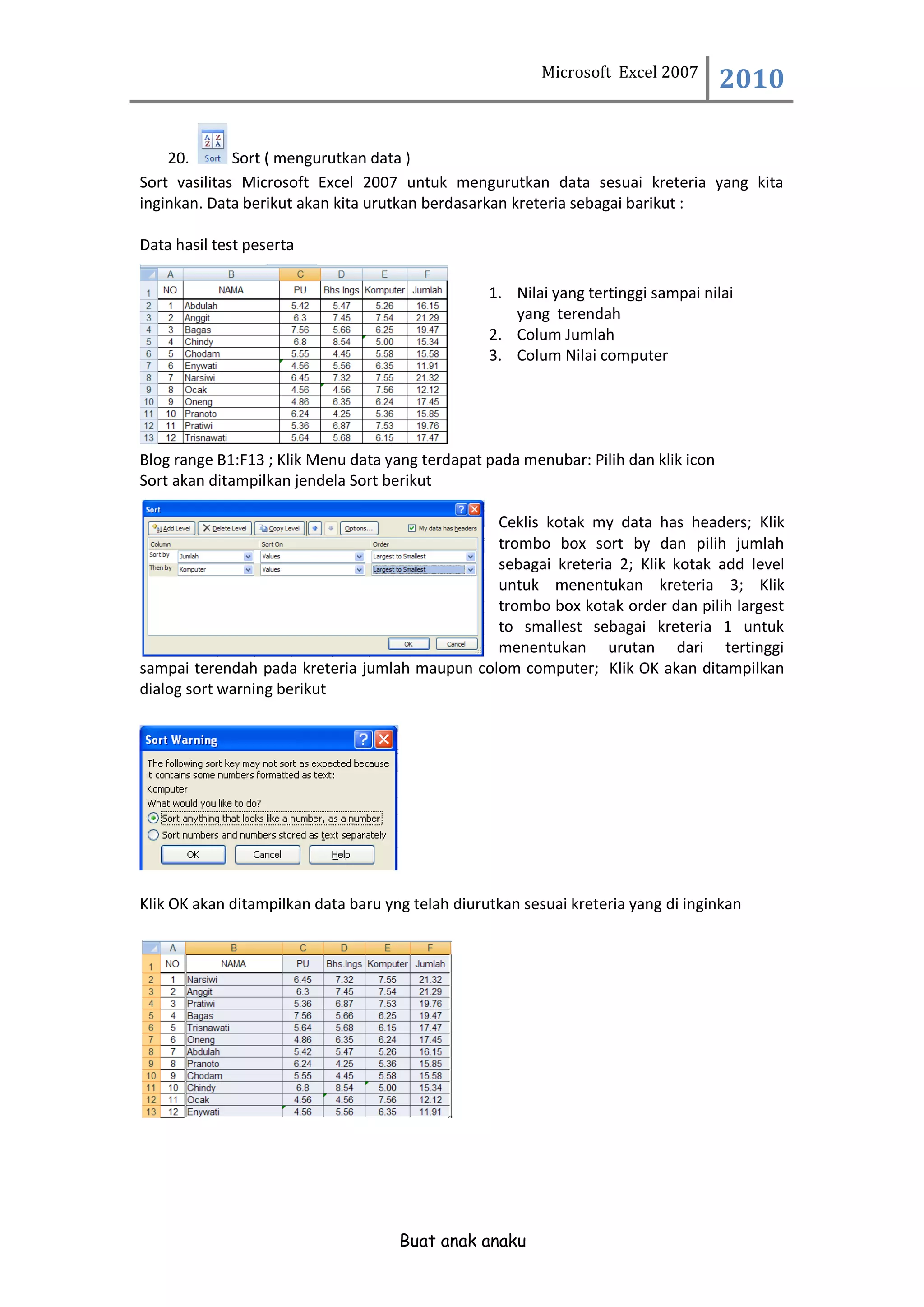 Belajar dasar-dasar-microsoft-excel-2007 | PDF