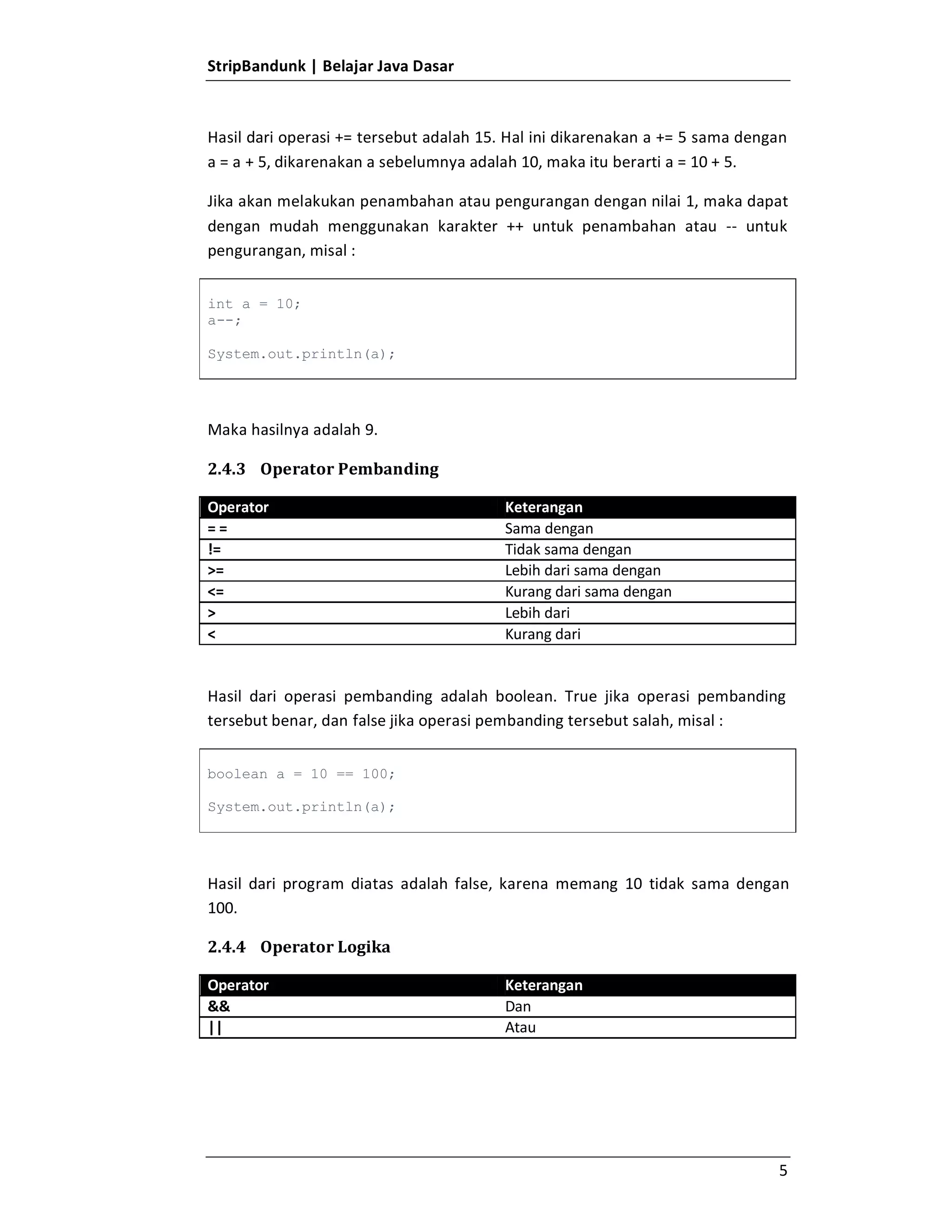 Belajar Java Dasar | PDF