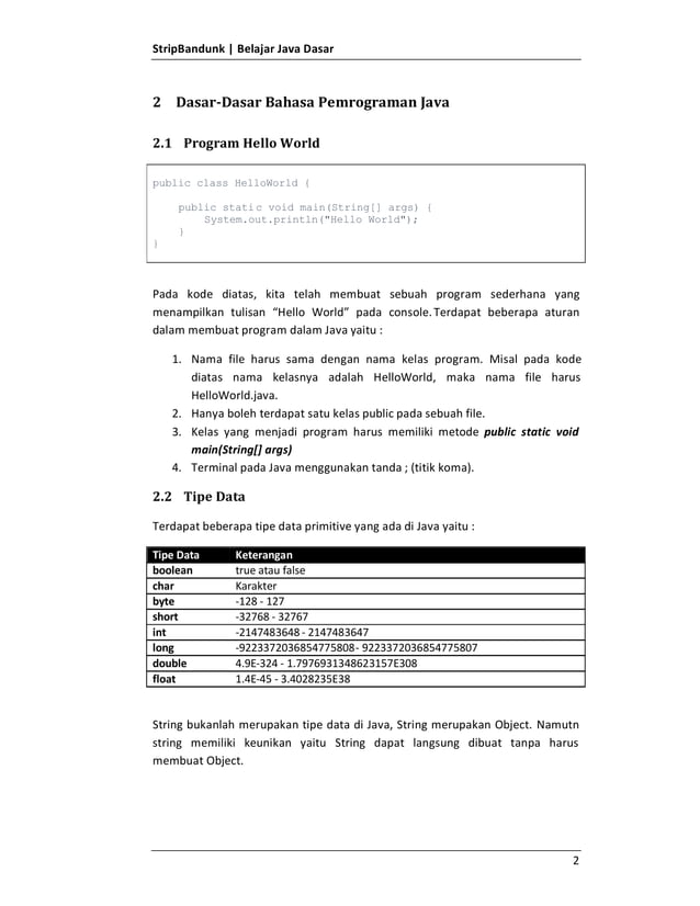 Belajar Java Dasar | PDF