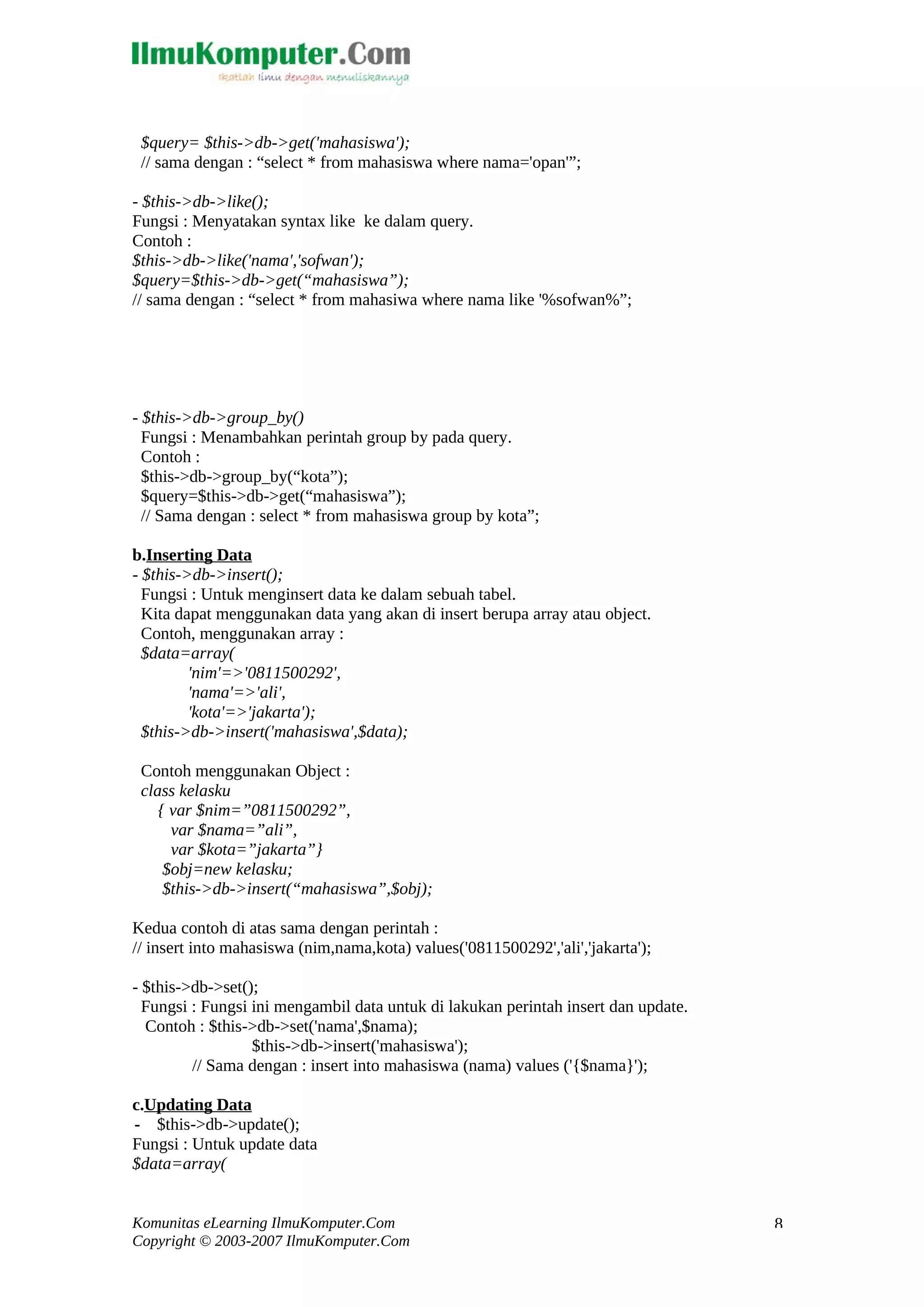 Belajar php-dengan-framework-code-igniter | PDF