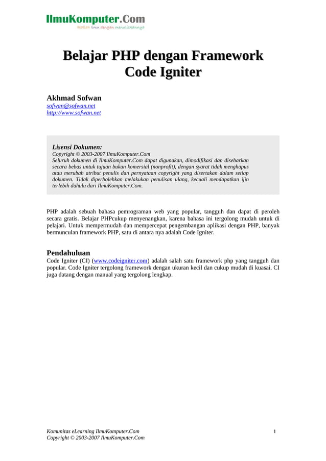 Belajar php-dengan-framework-code-igniter | PDF