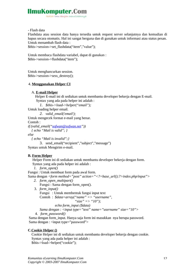 Belajar php-dengan-framework-code-igniter | PDF