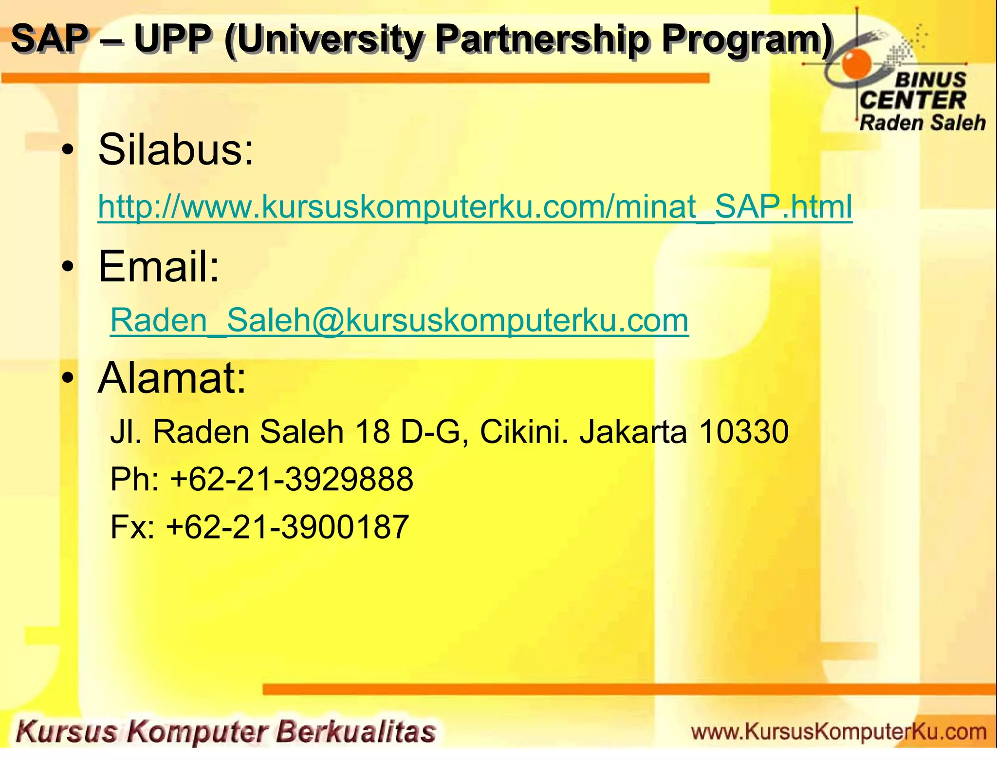 Belajar Sap @ Kursus Komputer Ku Dot Com | PDF
