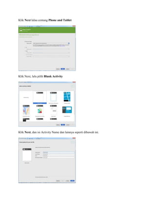 Belajar android studio dengan membuat aplikasi android sederhana | PDF