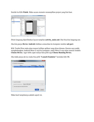 Belajar android studio dengan membuat aplikasi android sederhana | PDF