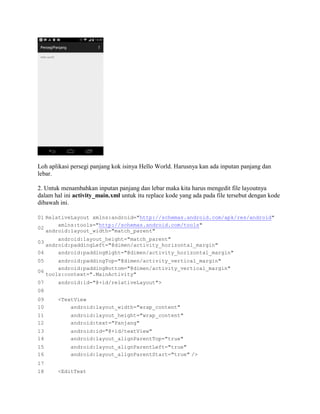 Belajar android studio dengan membuat aplikasi android sederhana | PDF