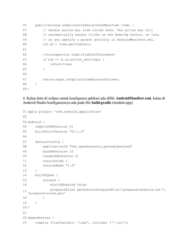 Belajar android studio dengan membuat aplikasi android sederhana | PDF