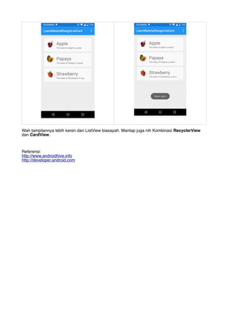 Belajar Android Studio Material Design Penggunaan RecyclerView dan Card ...