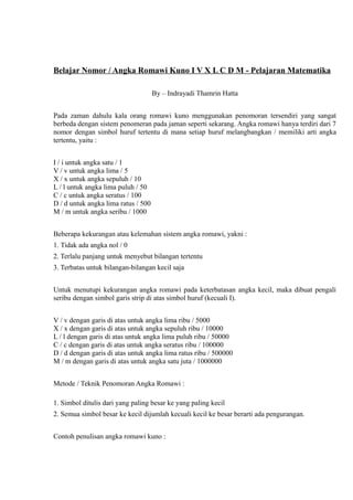 Belajar cepat angka romawi kuno | PDF