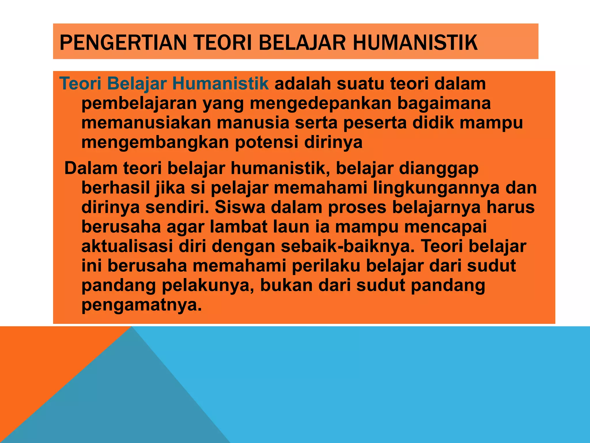 Teori belajar humanistik | PPTX