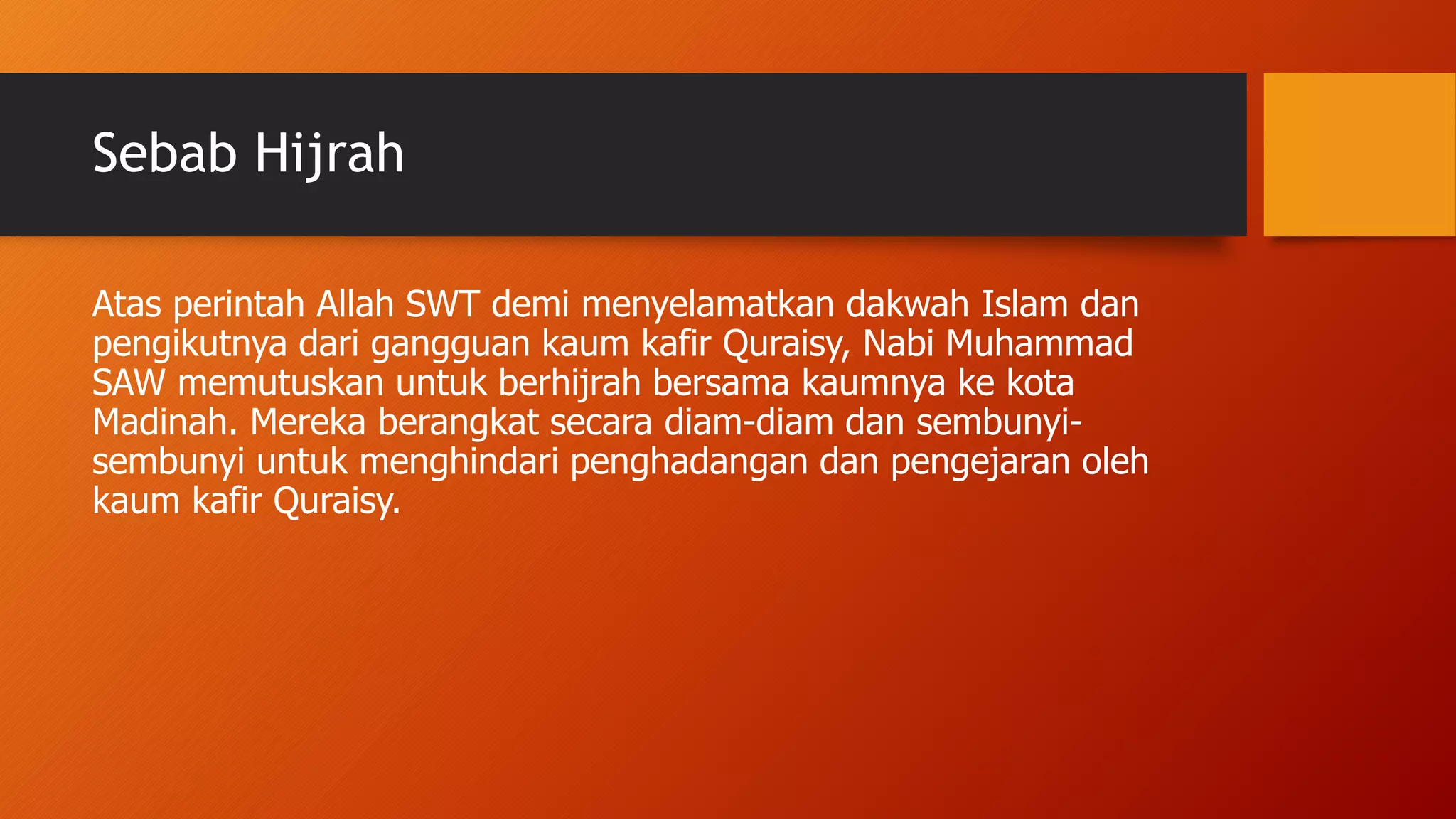 Belajar dari peristiwa hijrah Nabi Muhammad saw. | PPTX
