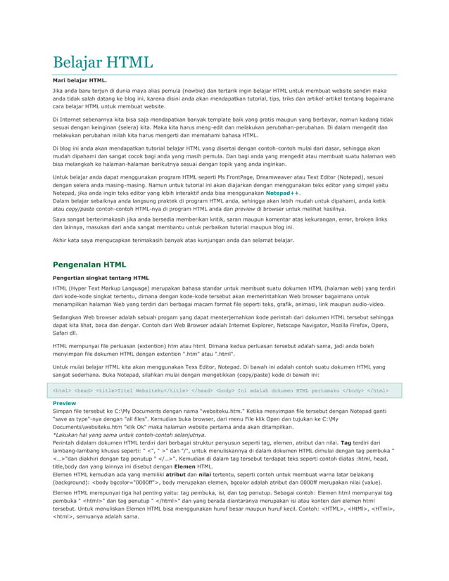 Belajar html | PDF