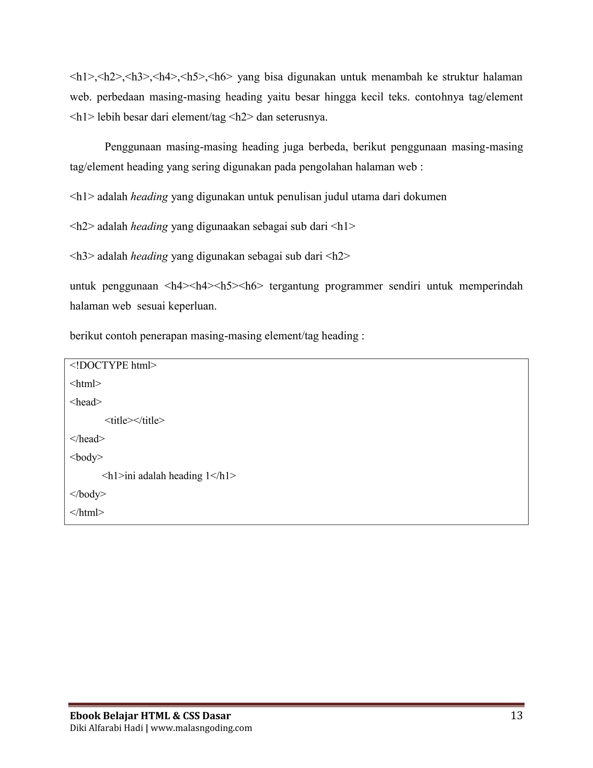 Belajar html dasar pengertian html v2 | PDF