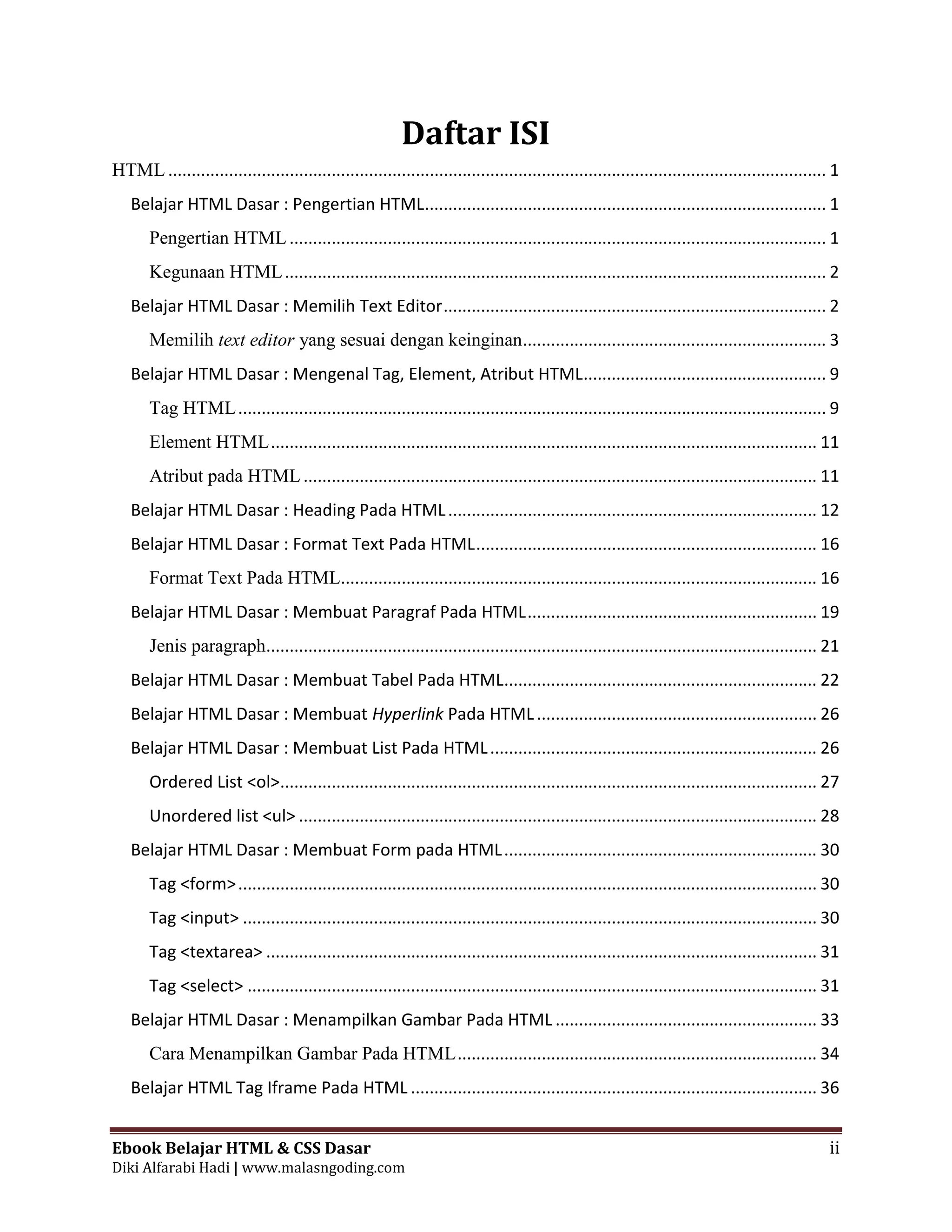 Belajar html dasar pengertian html v2 | PDF