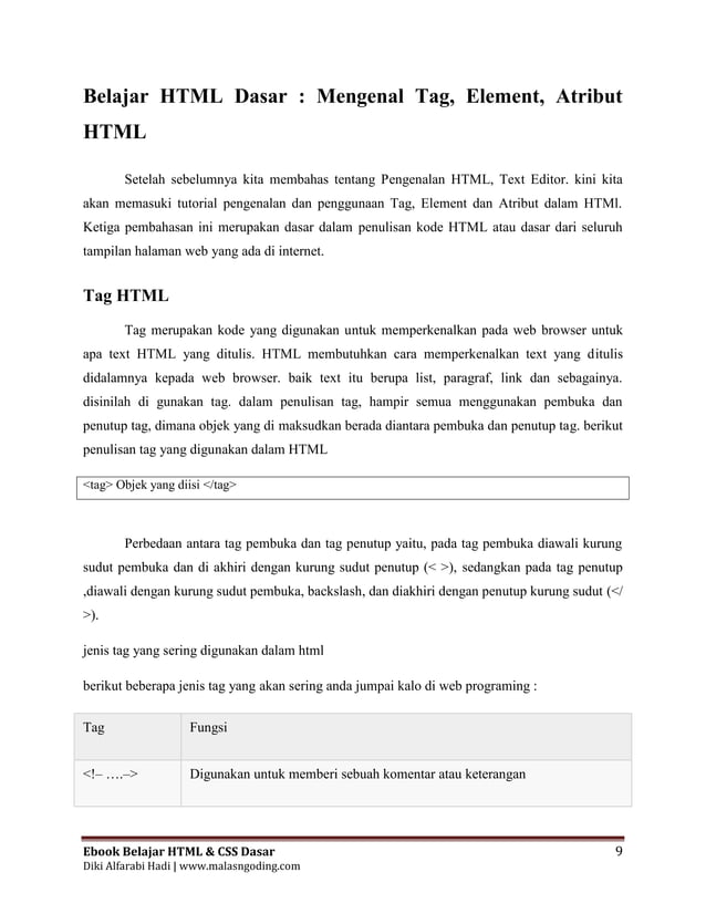 Belajar html dasar pengertian html v2 | PDF
