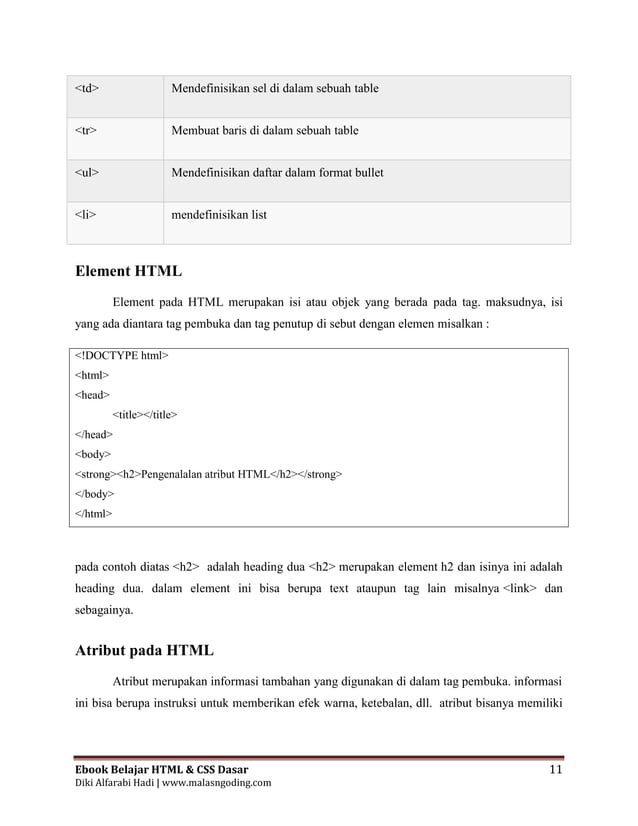 Belajar html dasar pengertian html v2 | PDF