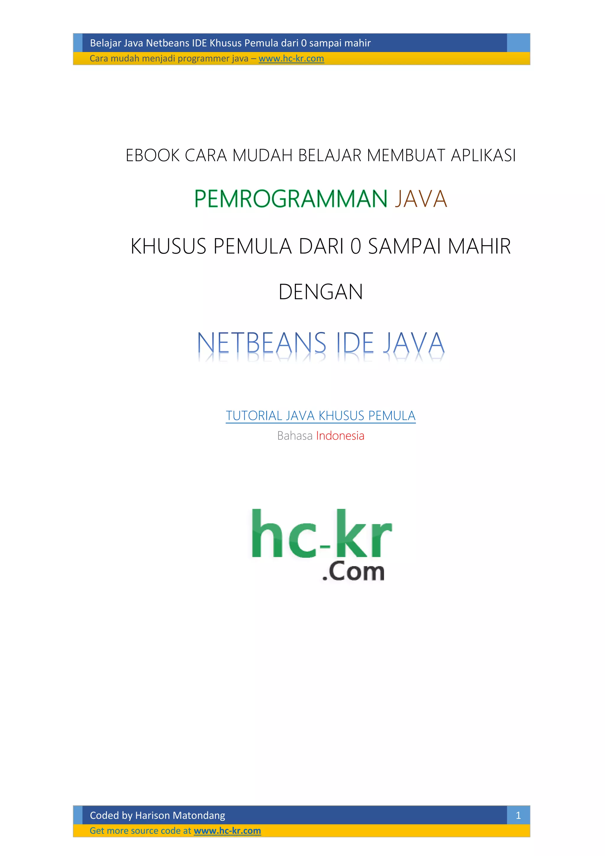 Belajar netbeans java pemula dari 0 sampai mahir | PDF