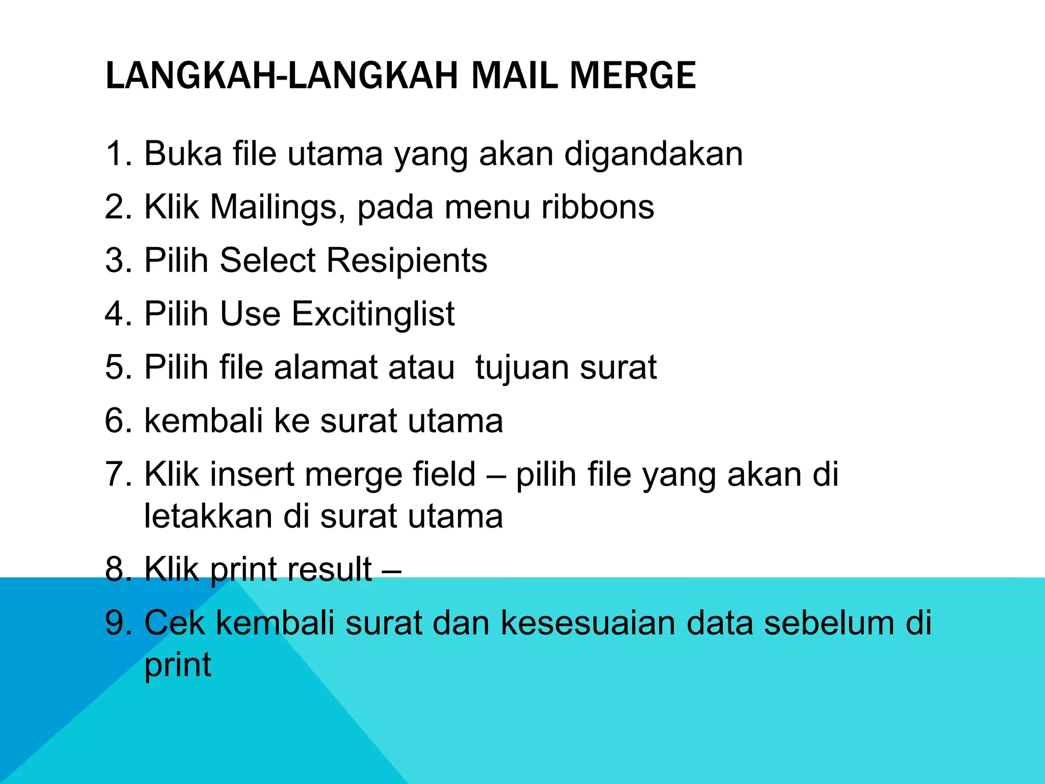BELAJAR MAIL MERGE Guru Mapel : Arma Setyo Nugrahani | PPTX