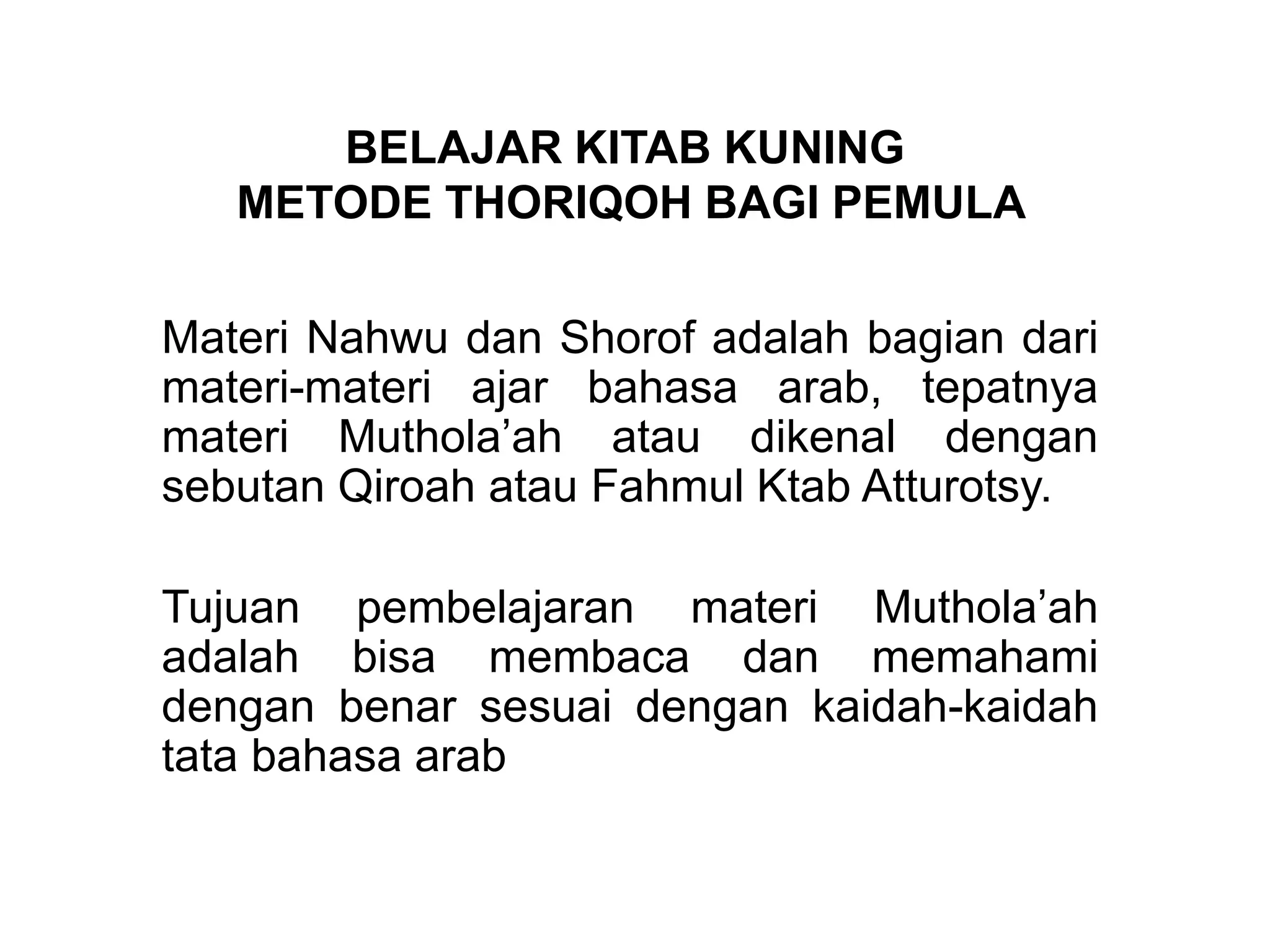 Belajar kitab kuning_thoriqoh_bagi_pemula | PPTX