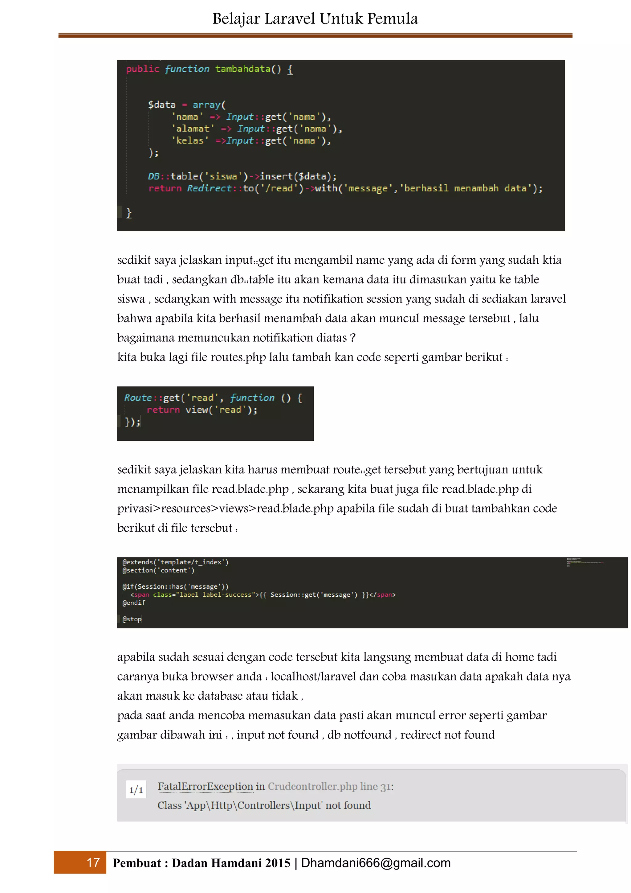 Belajar laravel untuk pemula | PDF