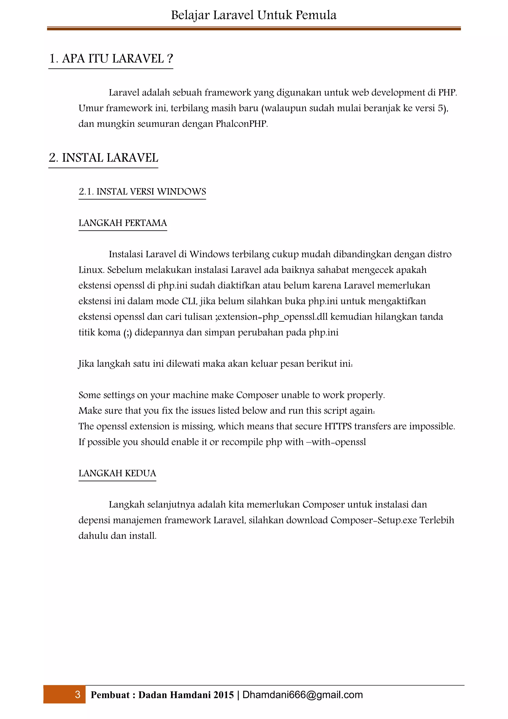 Belajar laravel untuk pemula | PDF